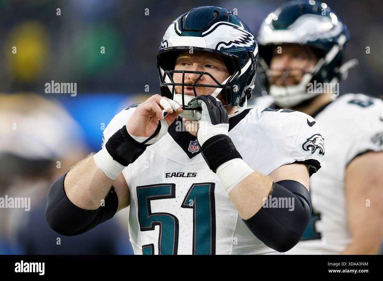 Philadelphia Eagles center Cam Jurgens (51) walks out to the field ...