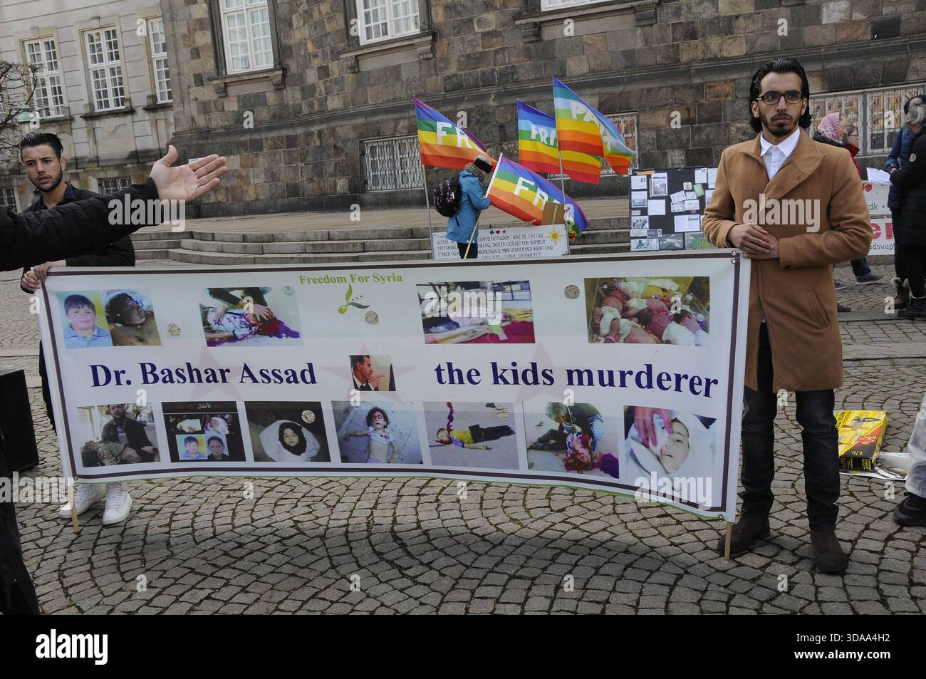 Copenhagen Denmark 28..April 2017 Syrian living in Copenhagen staged ...