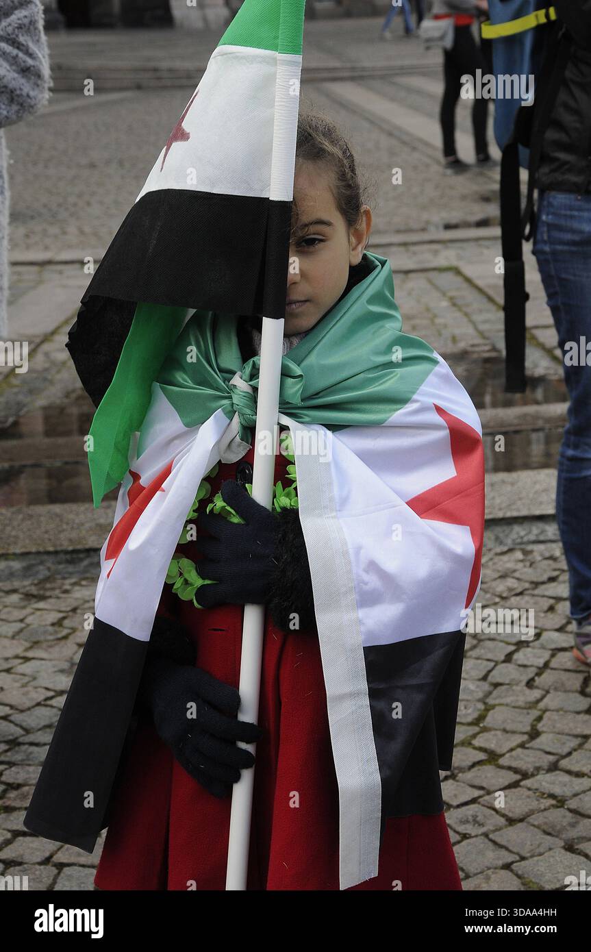 Copenhagen Denmark 28..April 2017 Syrian living in Copenhagen staged ...