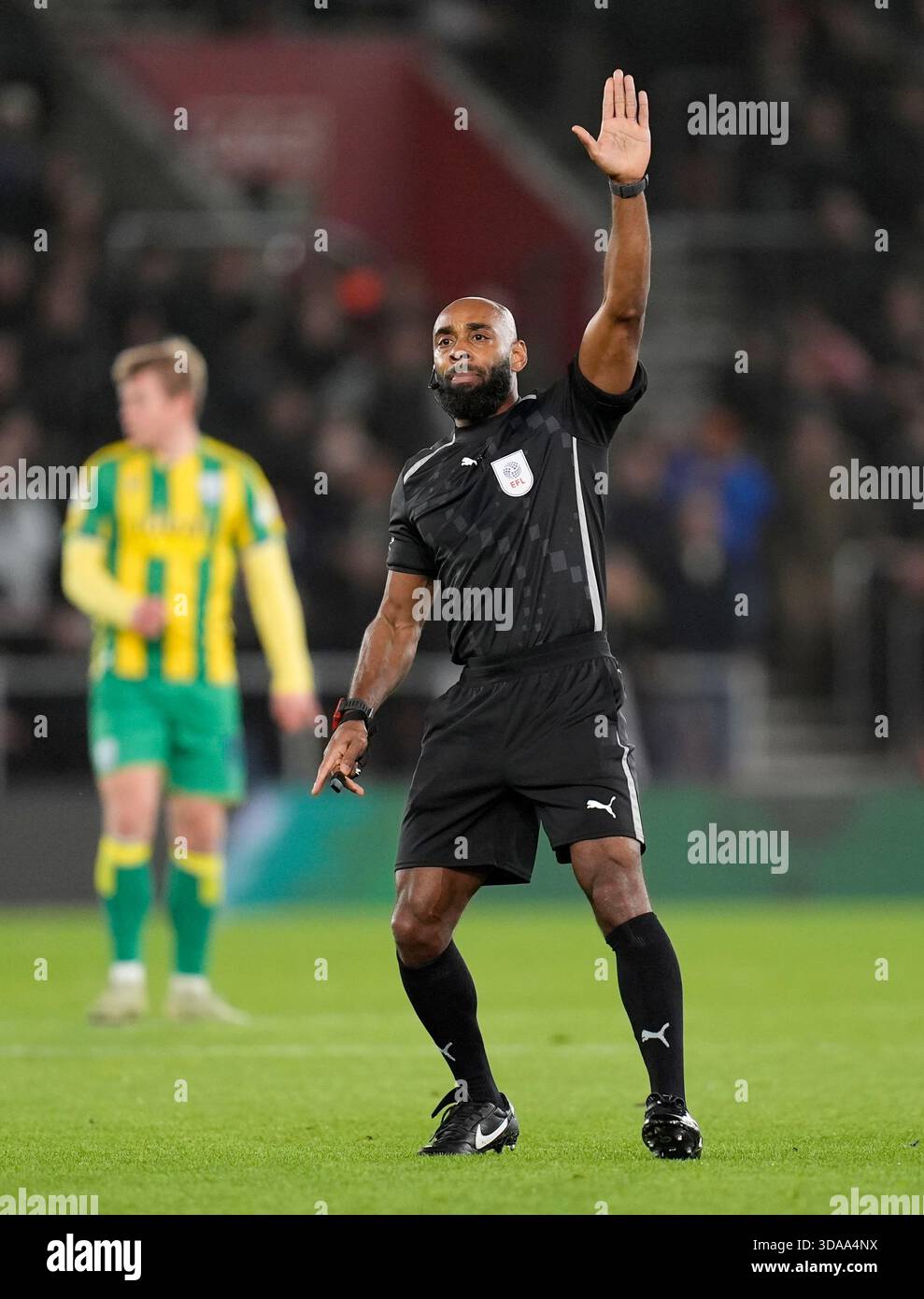 Referee Sam Allison during the Sky Bet Championship match at St Mary's Stadium, Southampton ...