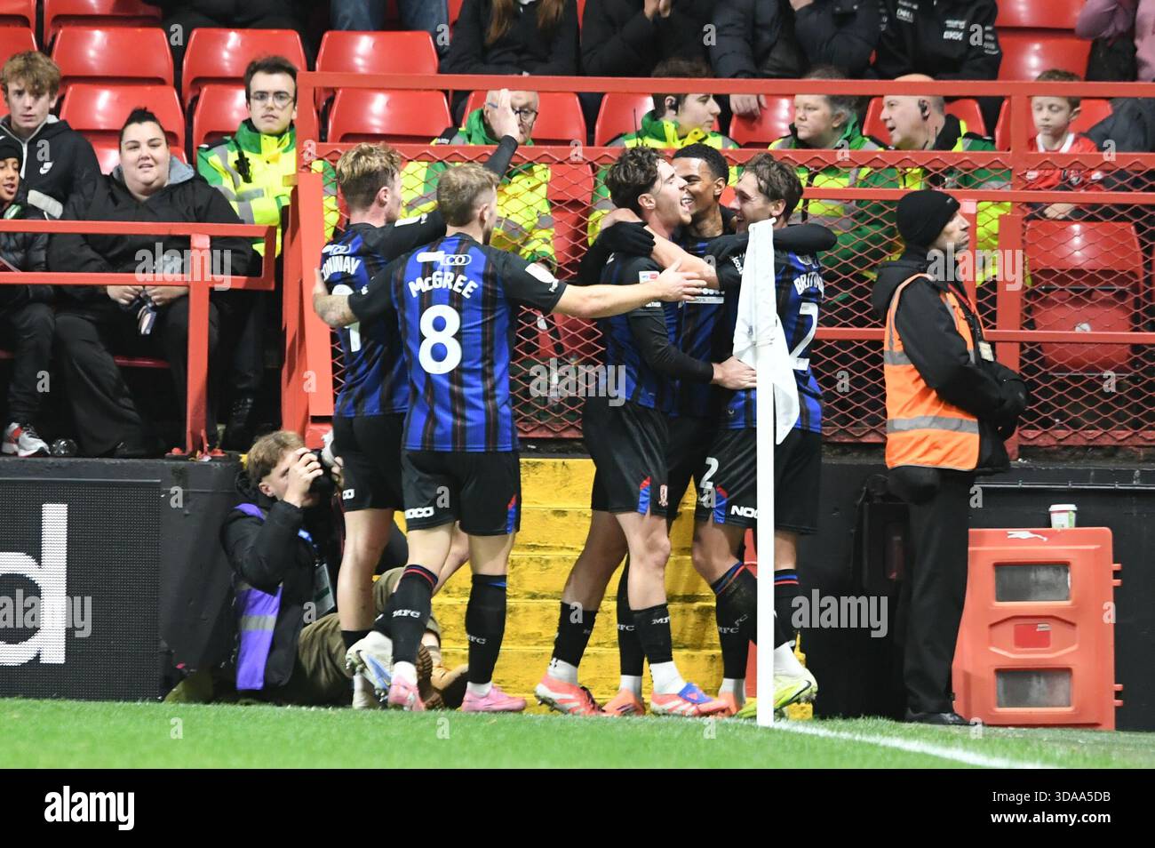 London, England. 9th Dec 2025. Middlesbrough celebrate after Morgan ...