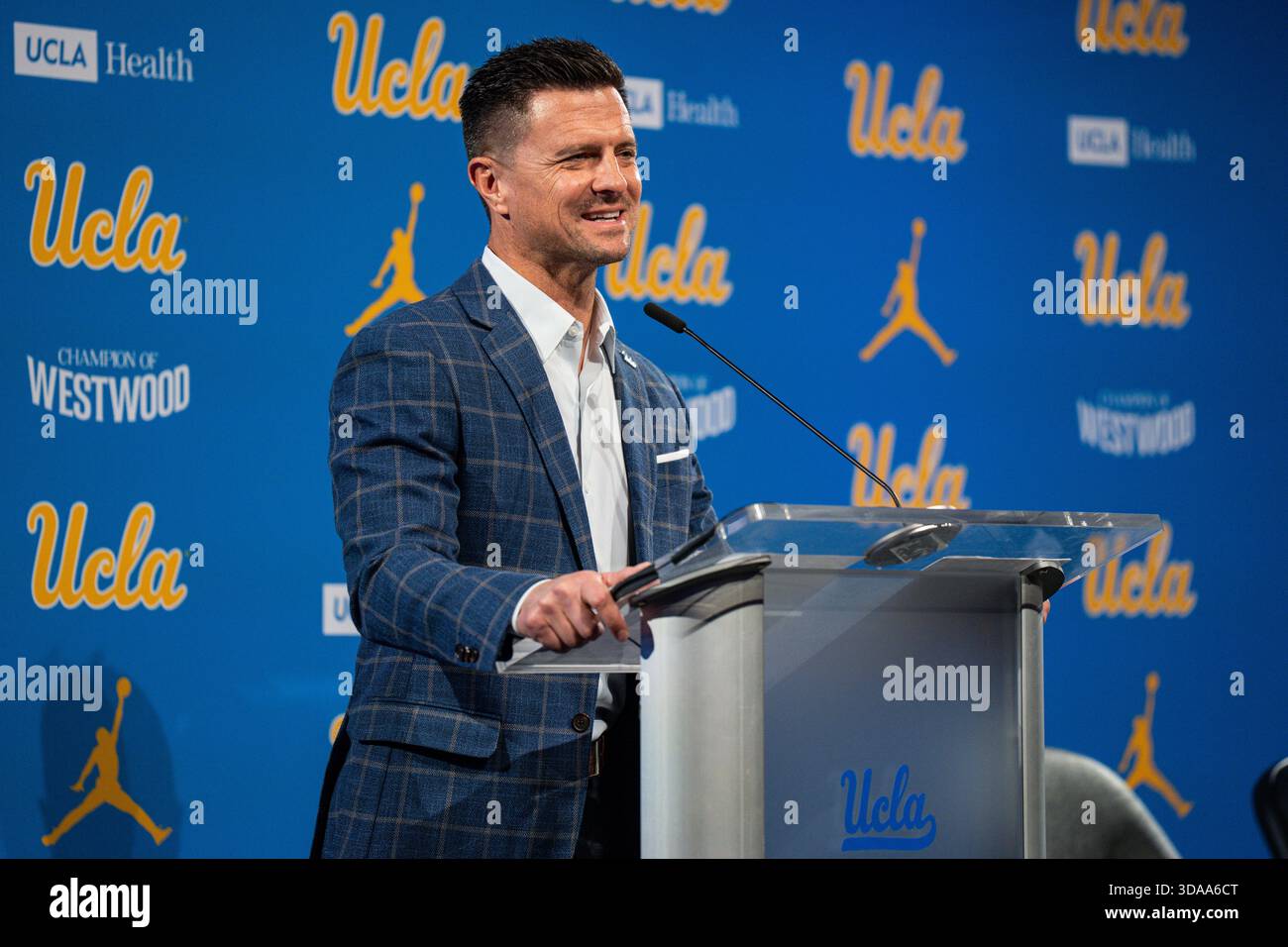 UCLA football head coach Bob Chesney speaks during a Welcome Press ...