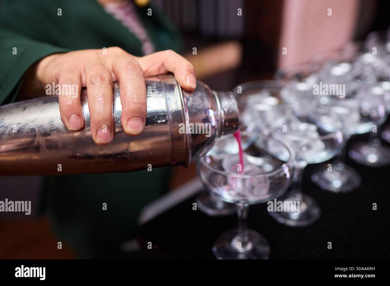 Mood setting with lively drink preparation at upscale bar, Elegant ...