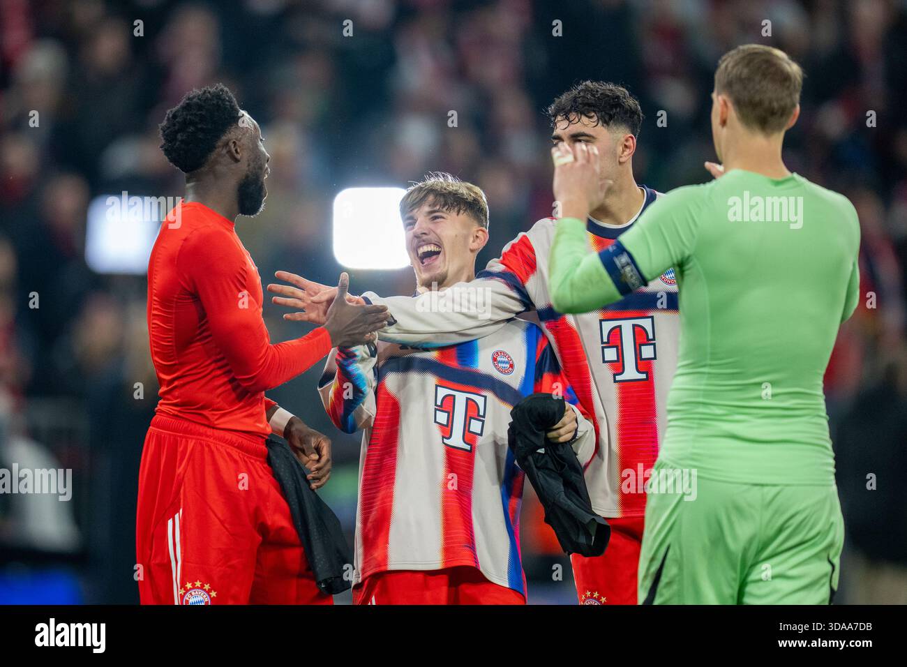 MUNICH, GERMANY - DECEMBER 9, 2025: Lennart Karl, of FC Bayern Munich ...