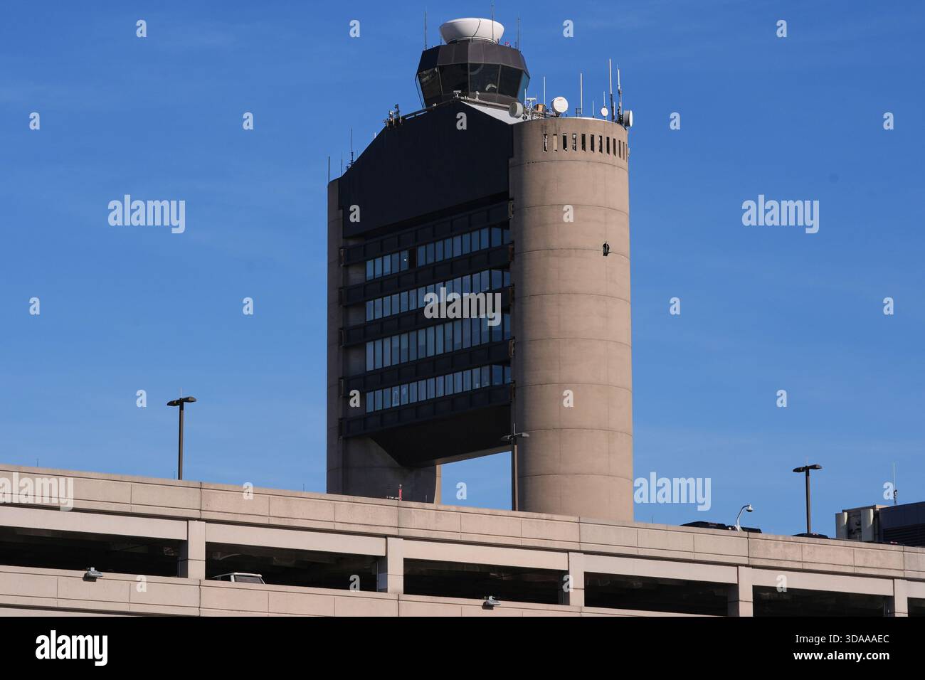 The control tower at Logan Airport, Tuesday, Dec. 9, 2025, in Boston ...