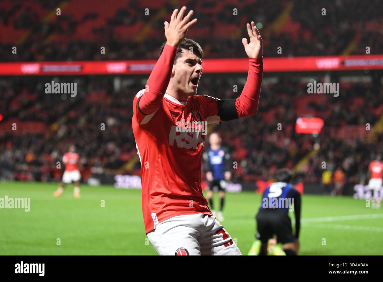 London, England. 9th Dec 2025. Rob Apter celebrates after his cross ...