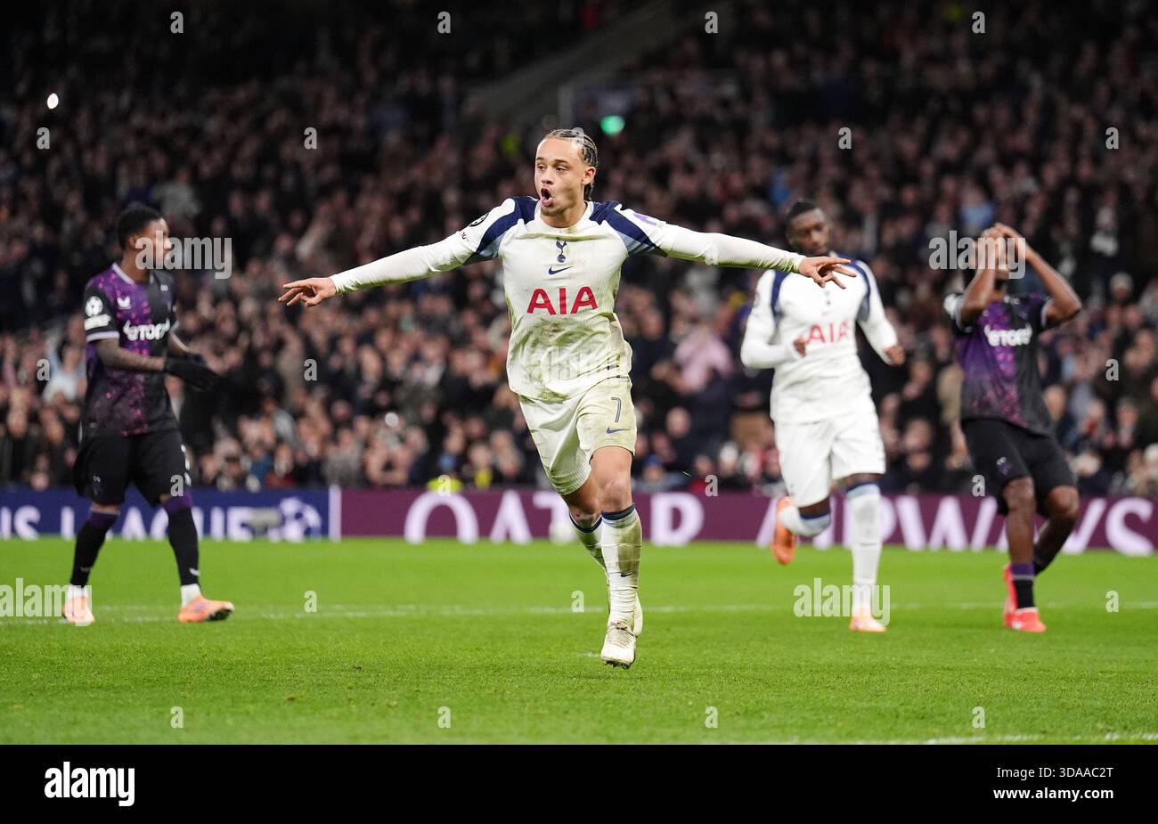 Tottenham Hotspur's Xavi Simons celebrates scoring their side's third ...
