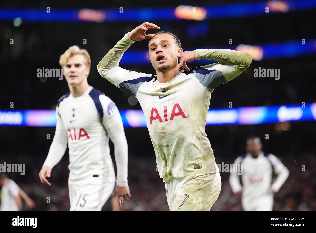 Tottenham Hotspur's Xavi Simons celebrates scoring their side's third ...