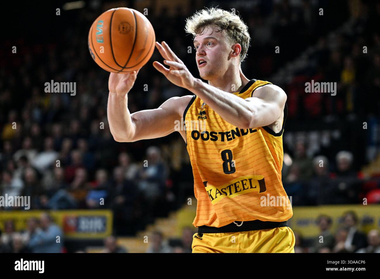 Joppe Mennes (8) of Filou Oostende pictured during a champions league ...