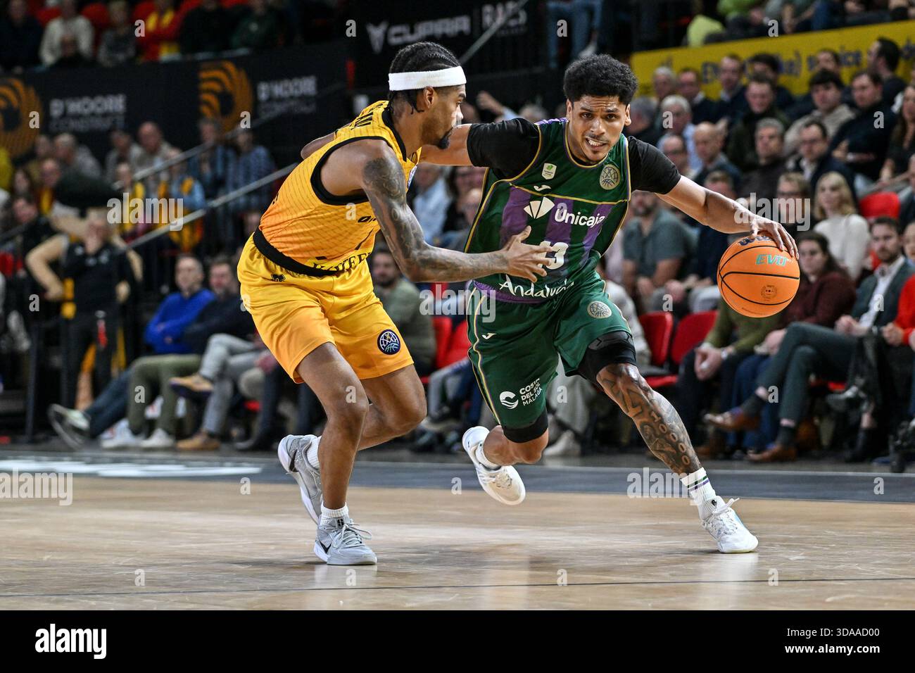 Xavier Castaneda (13) of Unicaja Malaga pictured during a champions ...