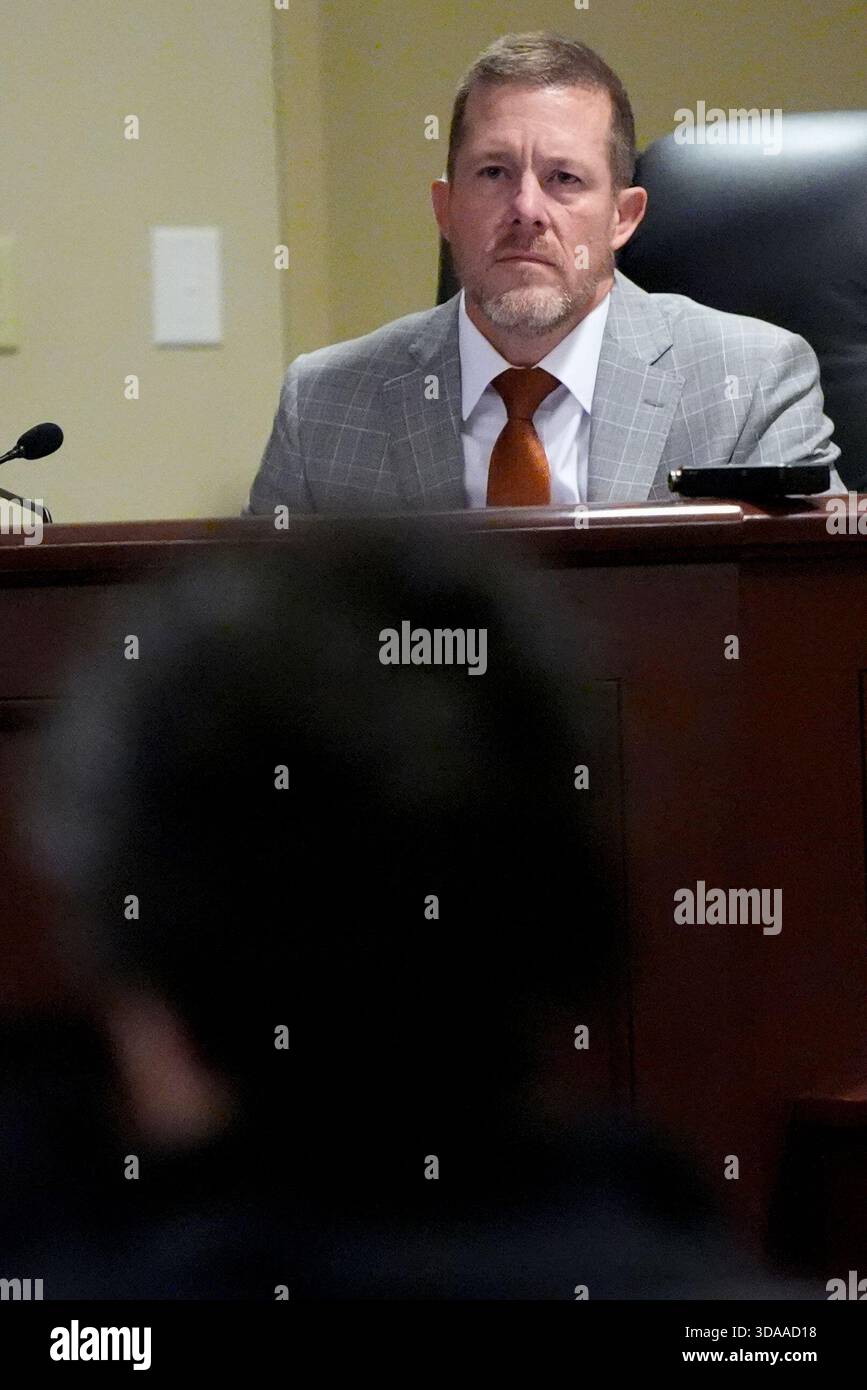 Barrow County Judge Nicholas Primm speaks during a hearing for school ...