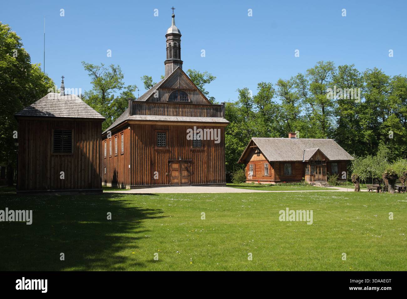 Traditional wooden church, Skansen, in the grounds of the Starzenski ...