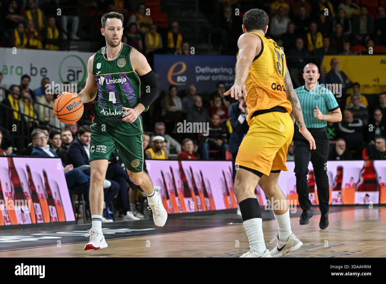 Tyler Kalinoski (4) of Unicaja Malaga pictured during a champions ...