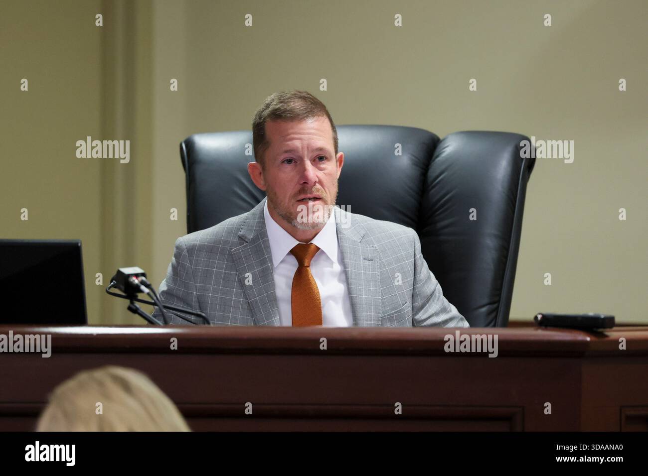 Barrow County Superior Court Judge Nicholas Primm speaks during a hearing for Colt Gray, the ...