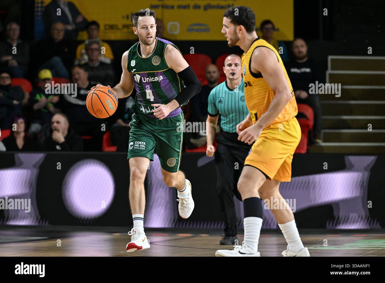 Tyler Kalinoski (4) of Unicaja Malaga pictured during a champions ...