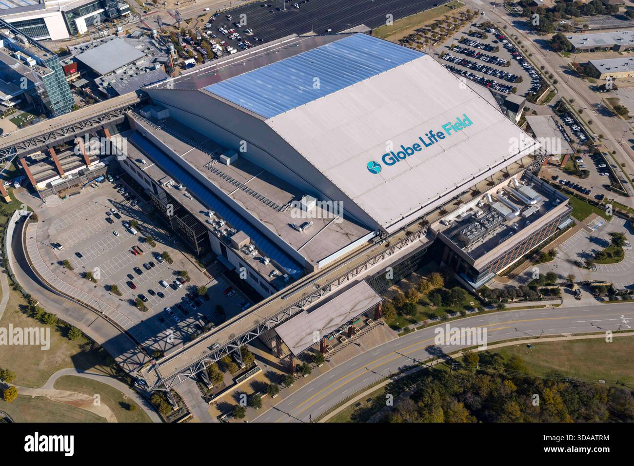 Arlington, Tx, USA. 8th Dec, 2025. An aerial view captures AT&T Stadium ...