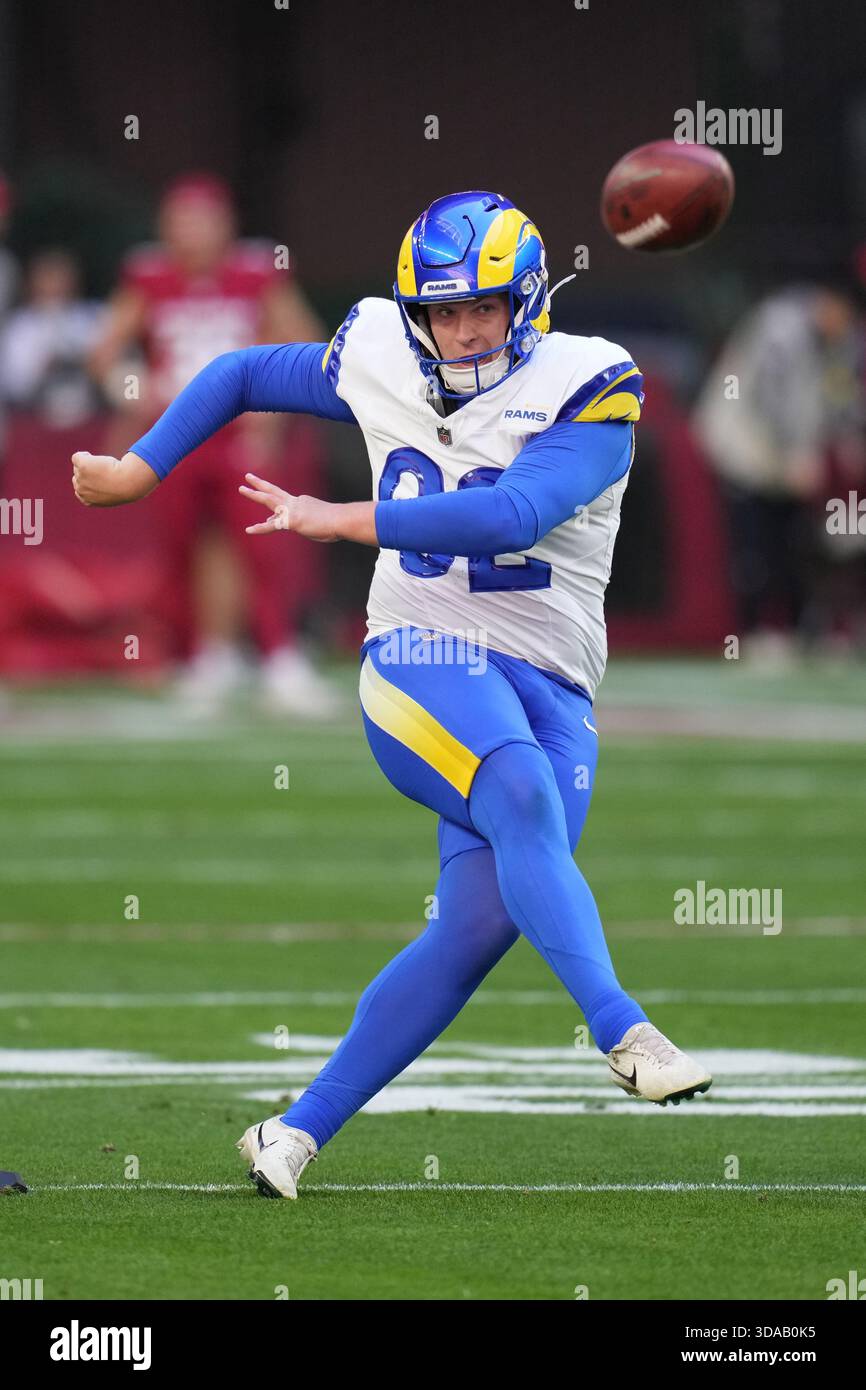 Los Angeles Rams place kicker Harrison Mevis (92) prior to an NFL ...