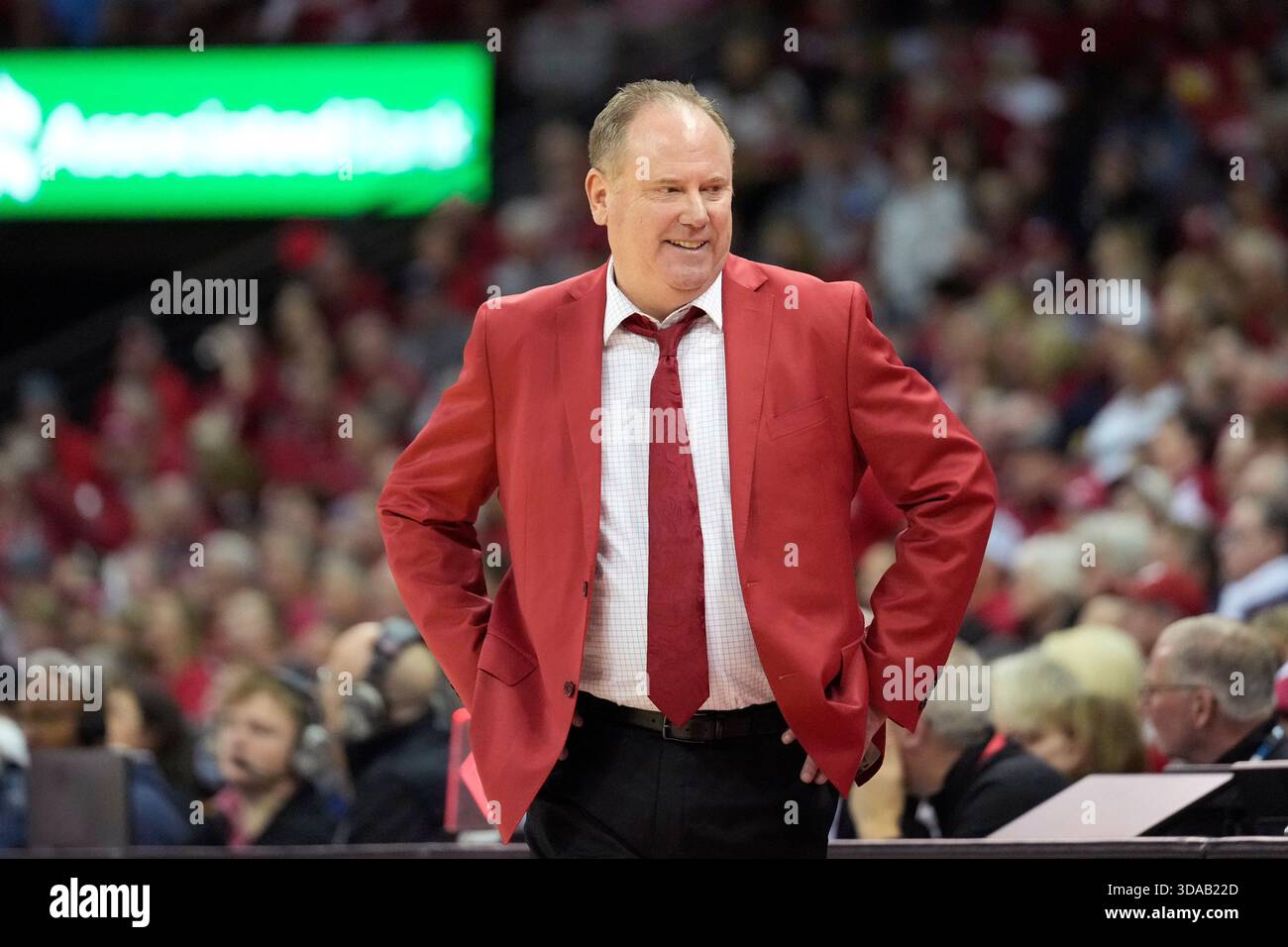 Wisconsin Head Coach Greg Gard Looks On During The Second Half Of An