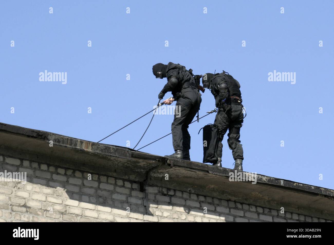 Subdivision anti-terrorist police during a black tactical exercises ...