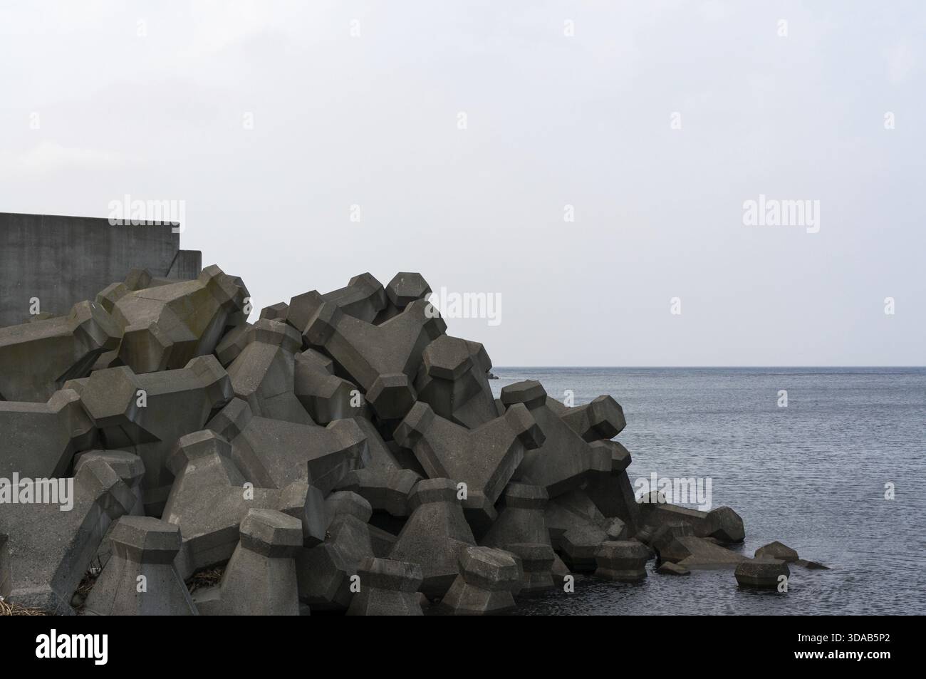 Shakotan coastal line with tetrapods supporting the port area, Shakotan ...