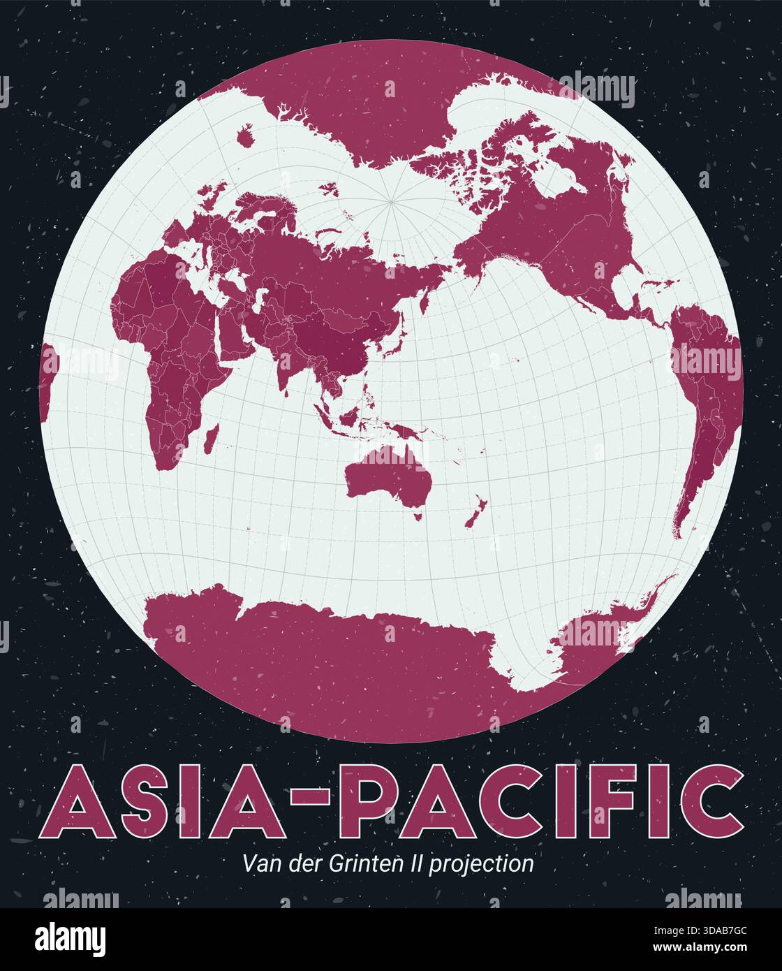 Asia-Pacific. World map. Van der Grinten II projection centered on Asia ...