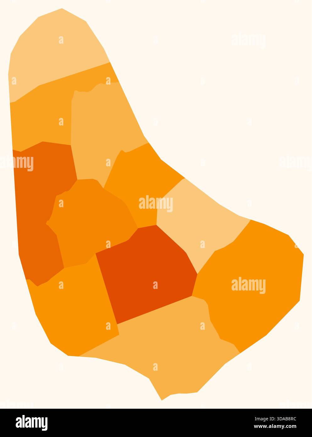 Map of Barbados with regions. Just a simple country border map with ...