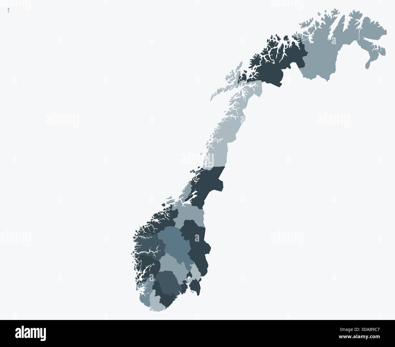 Map of Norway with regions. Just a simple country border map with ...