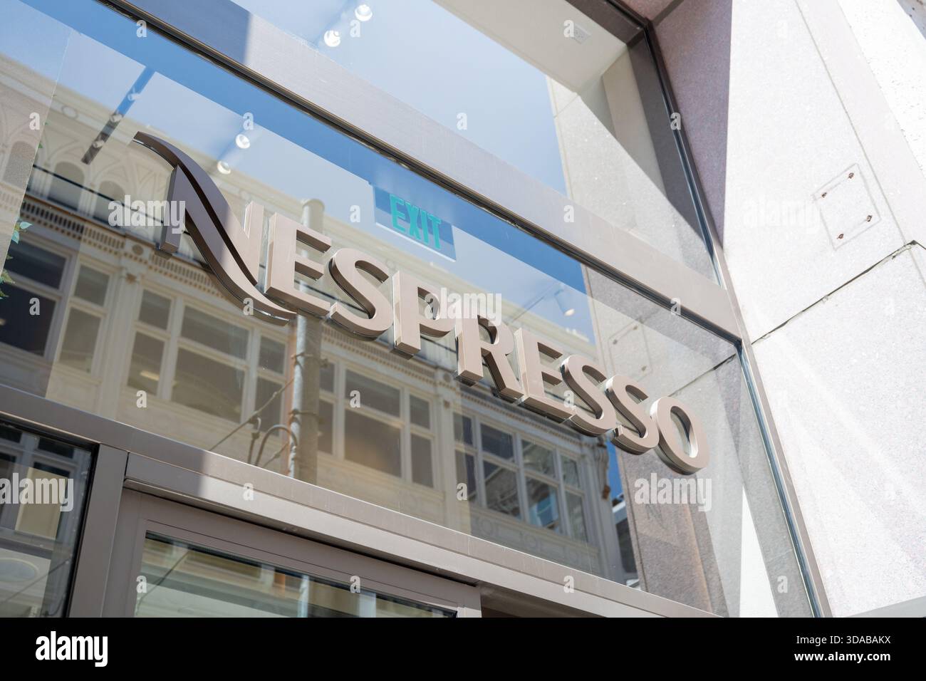 Nespresso storefront sign on glass facade of retail boutique in Union ...