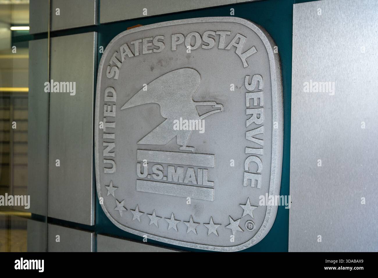 Close-up of United States Postal Service emblem on interior wall, San ...