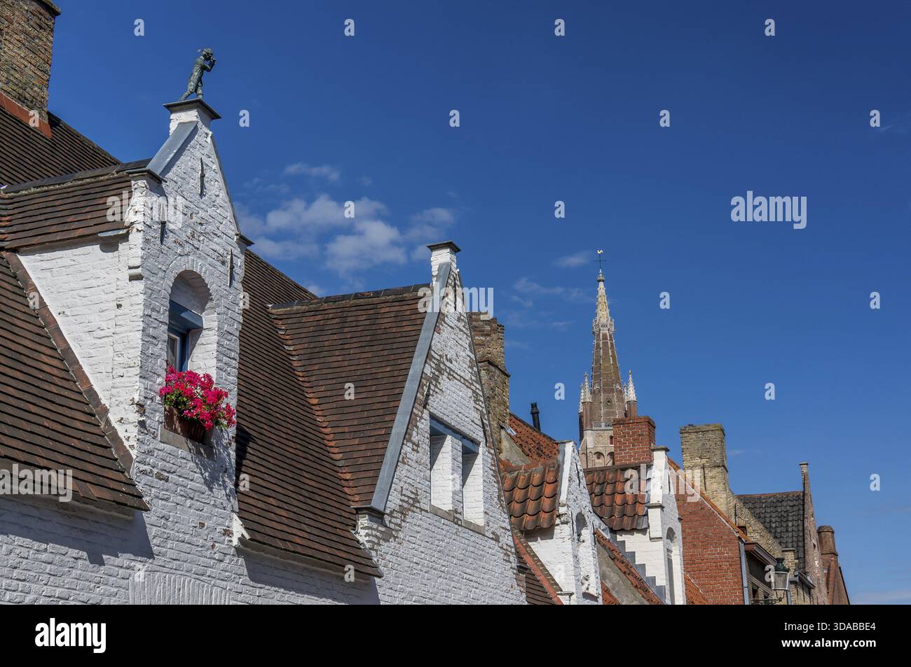 Traditional Bruges windows and rooftop architecture, Bruges, Belgium ...
