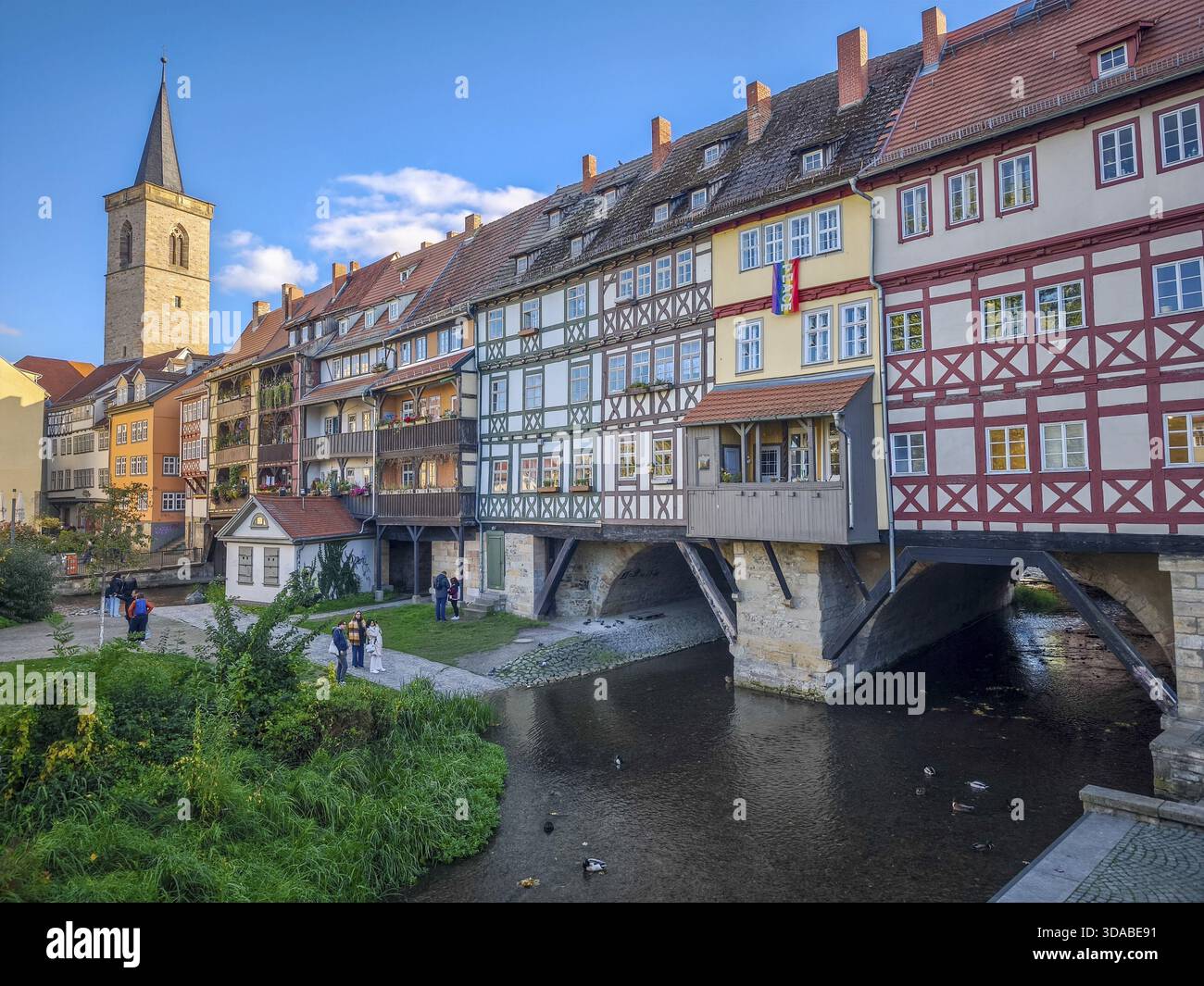 Medieval north side Gothic merchant bridge with closed bridge ...