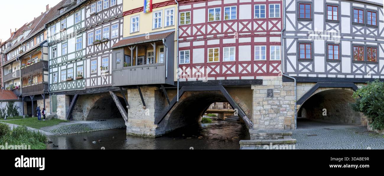 Panoramic photo Medieval north side Gothic merchant bridge with closed ...