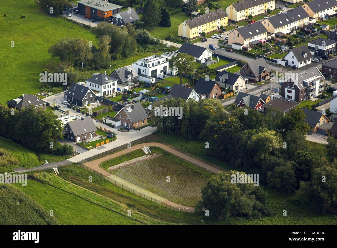 Rain retention basin at the Nikolaus-Gross-Strasse building area, Werne ...