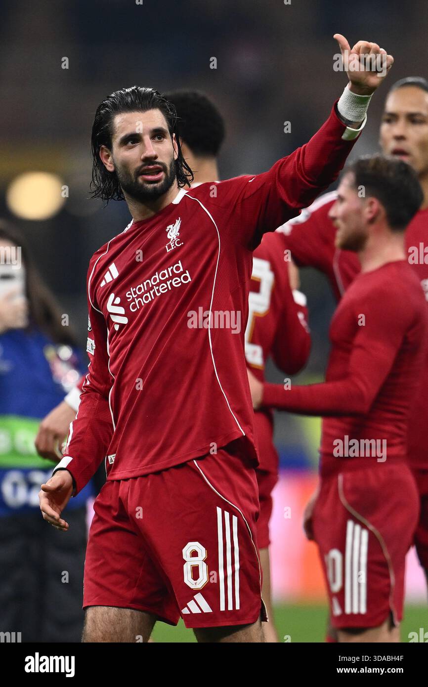 Dominik Szoboszlai of Liverpool F.C. celebrate the victory at the end ...