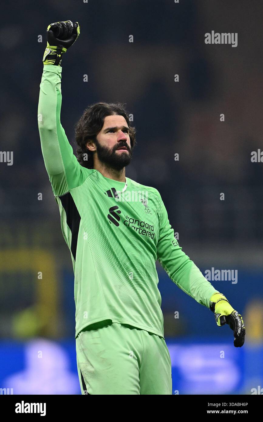 Alisson Becker of Liverpool F.C. celebrate the victory at the end of ...