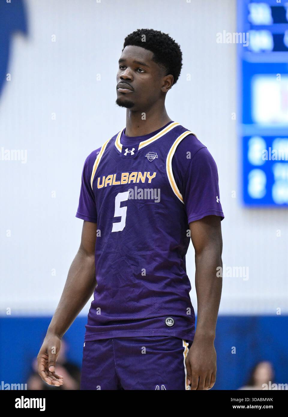 NEW YORK, NY - DECEMBER 06: UAlbany Great Danes forward Isaac Abidde (5 ...