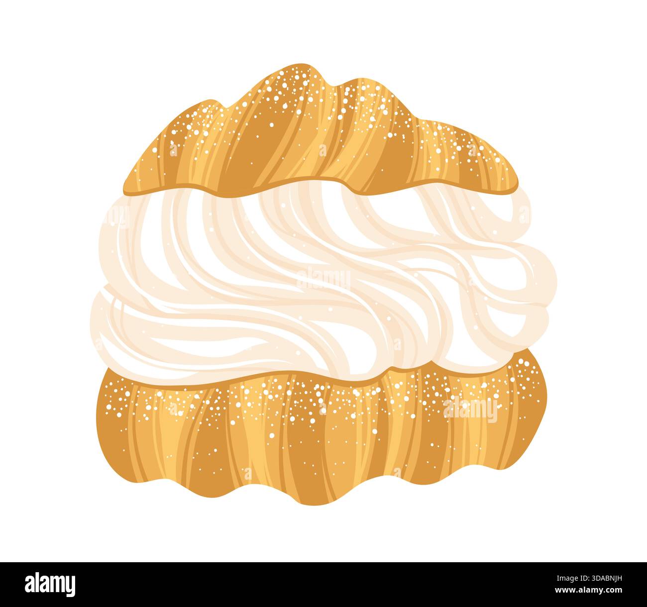 Cream puff dessert with whipped vanilla cream filling hand drawn ...