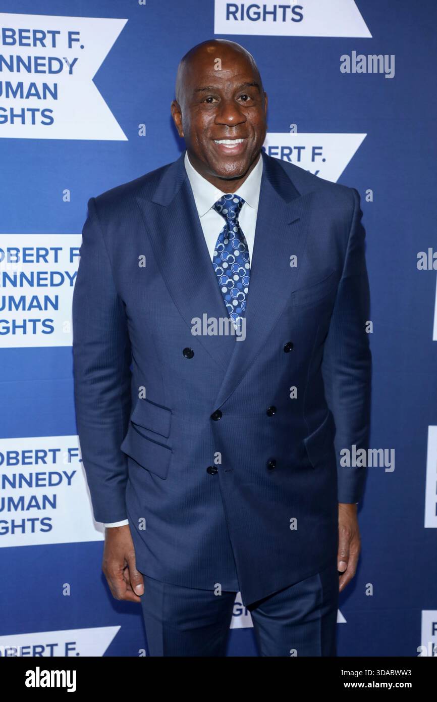Magic Johnson attends the annual Robert F. Kennedy Human Rights Ripple ...