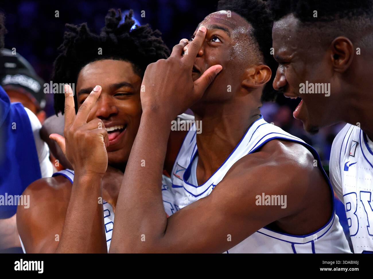 BYU guard Robert Wright III , left and forward AJ Dybantsa, right ...