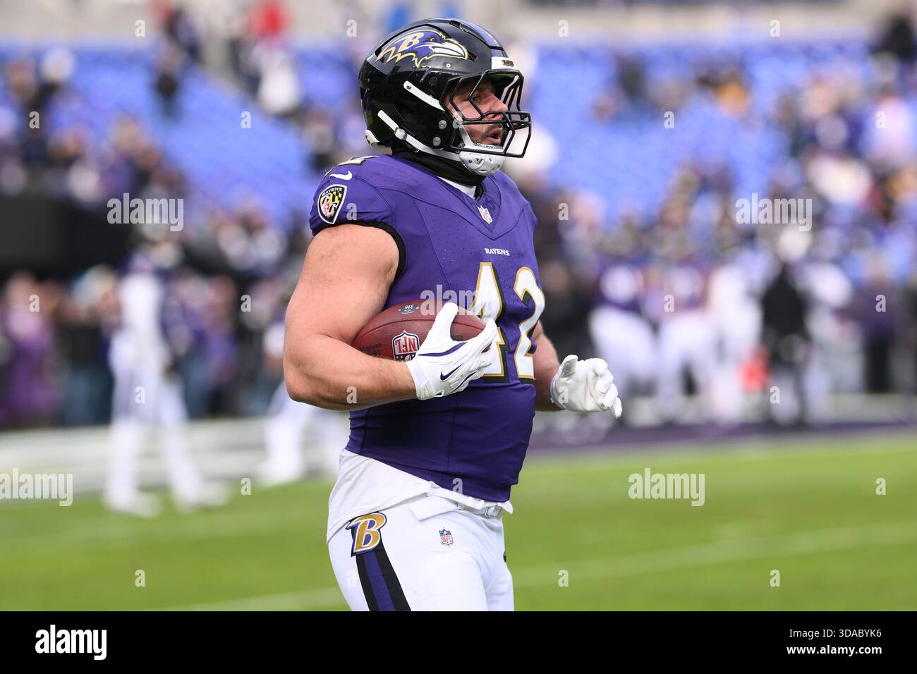 Baltimore Ravens Fullback Patrick Ricard 42 Warms Up Before An Nfl