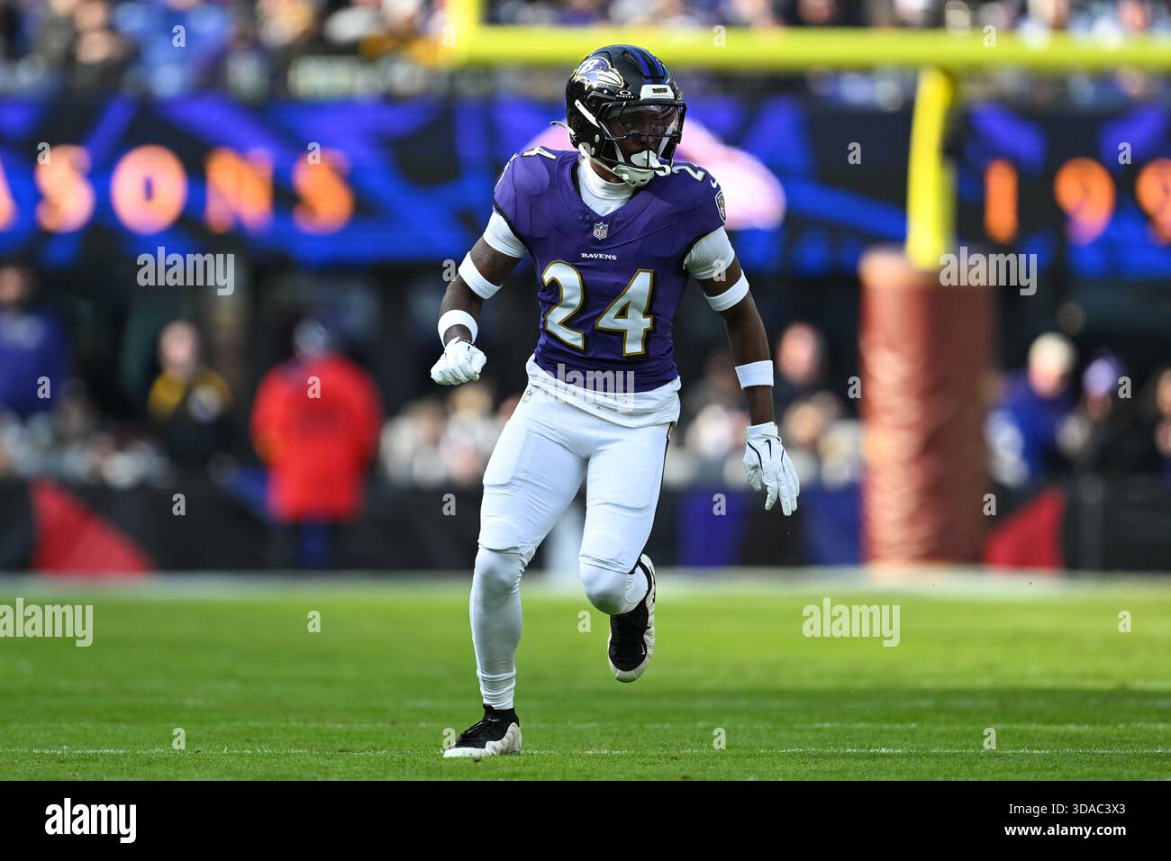 Baltimore Ravens safety Malaki Starks (24) in action during the first ...