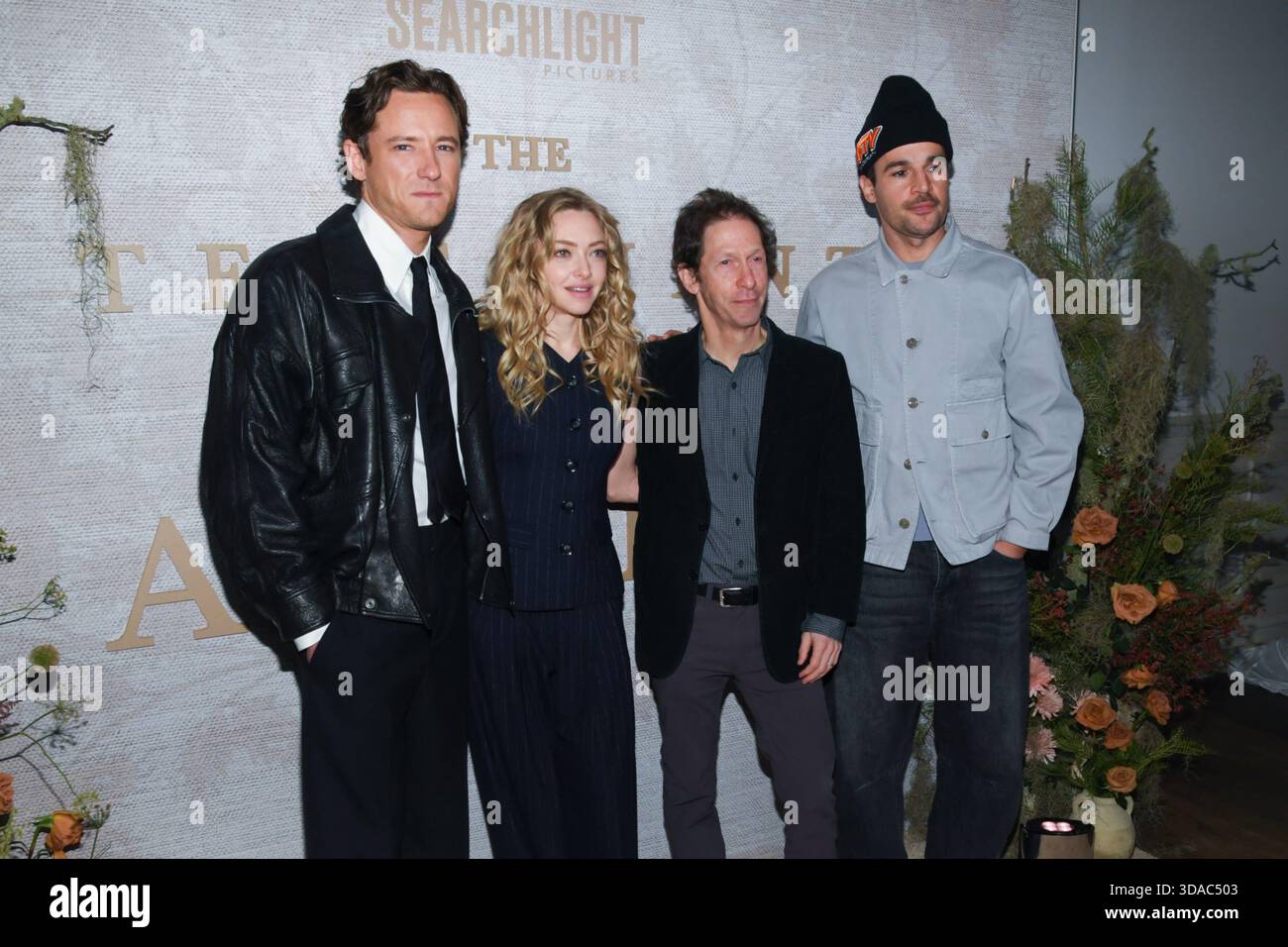 (L-R) Lewis Pullman, Amanda Seyfried, Tim Blake Nelson and Christopher ...