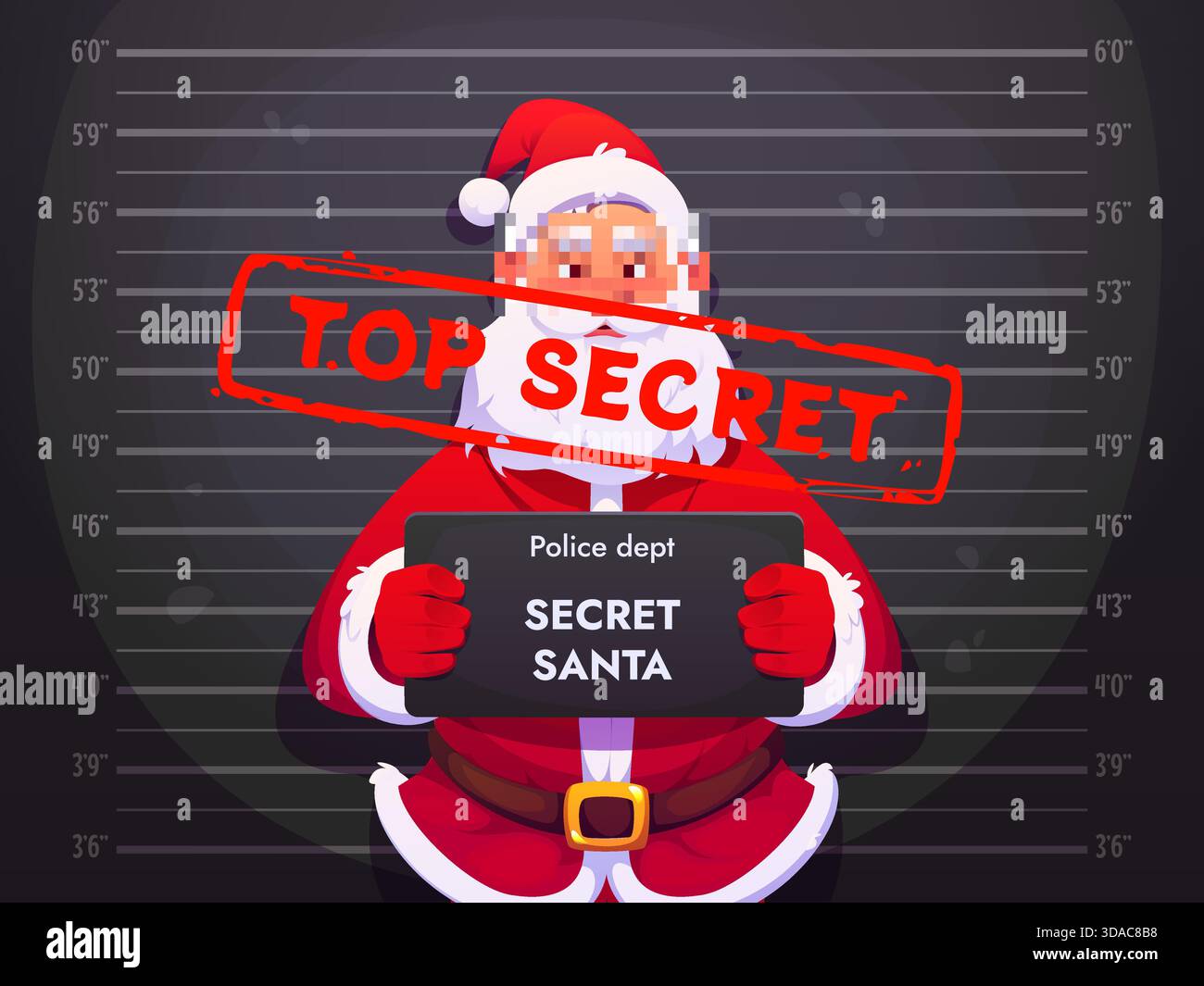 Cartoon Christmas secret Santa with mugshot sign Stock Vector Image ...
