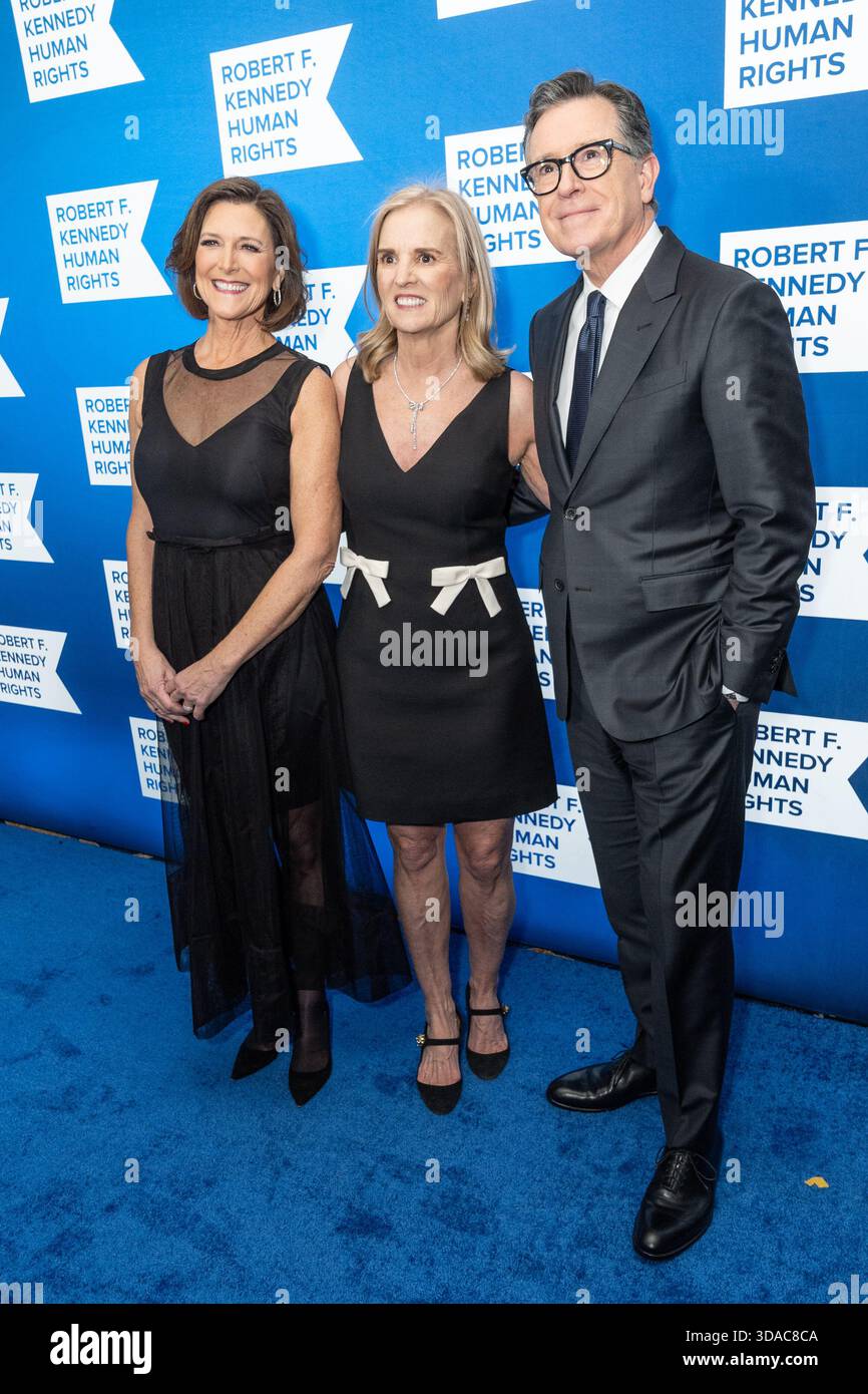 Evelyn McGee-Colbert, Kerry Kennedy and Stephen Colbert attend Robert F ...