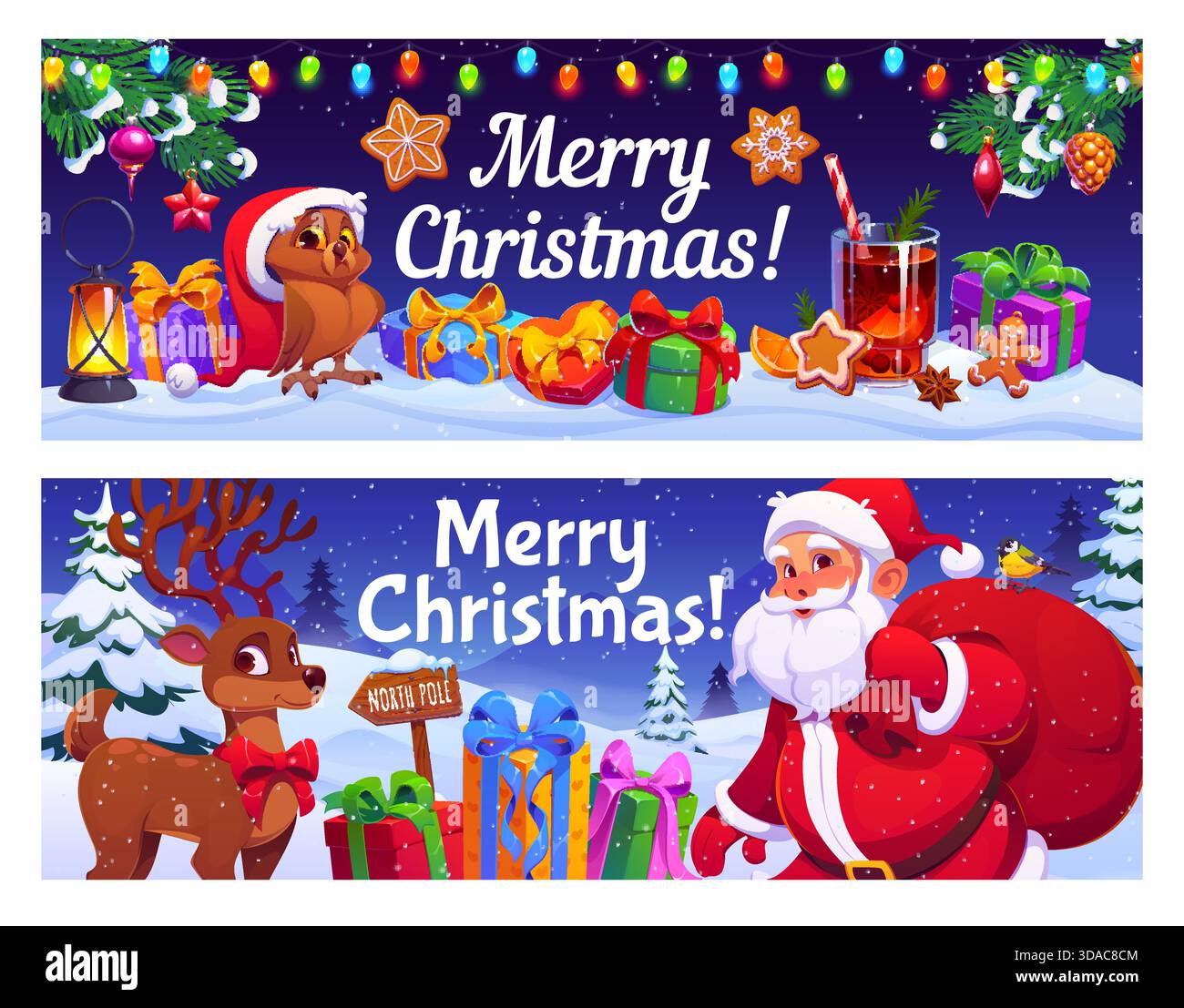 Winter holidays and merry Christmas banners Stock Vector Image & Art ...