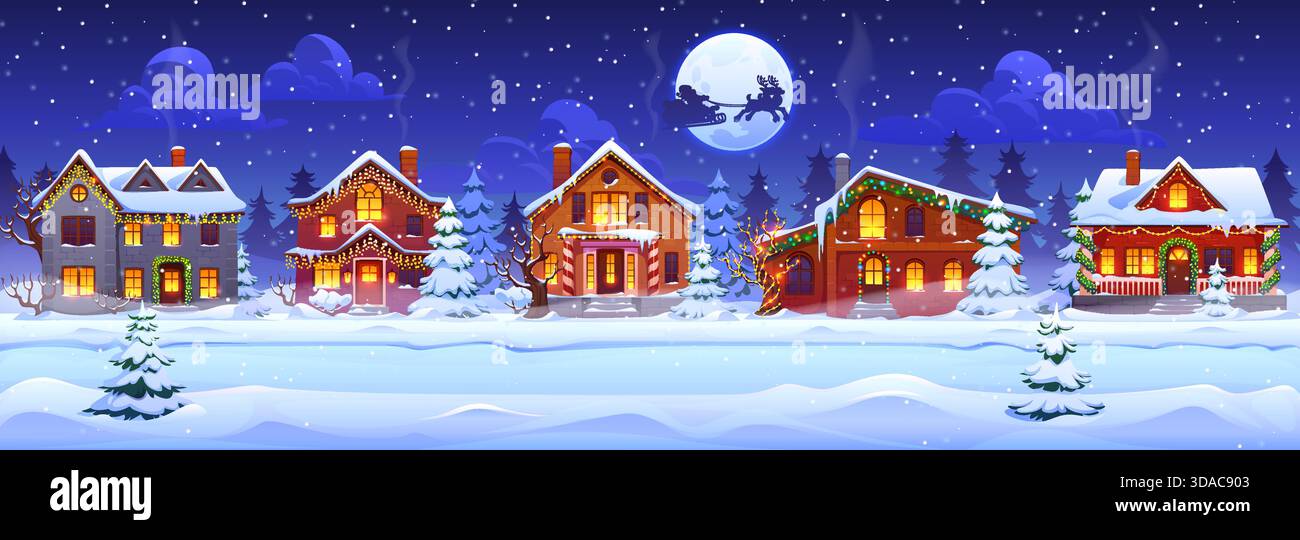 Night town street cottage Stock Vector Images - Alamy