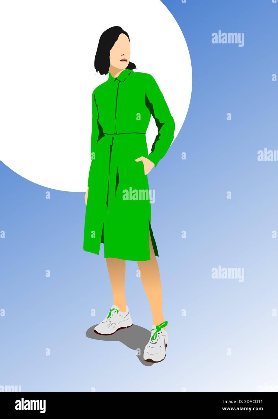 Trendy woman posing in Stock Vector Images - Alamy