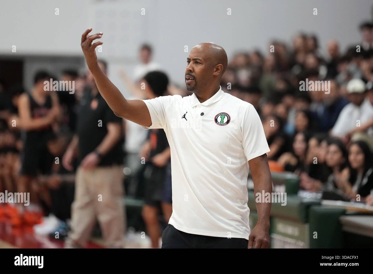 Inglewood Sentinels coach Jason Crowe Jr. reacts during a high school ...