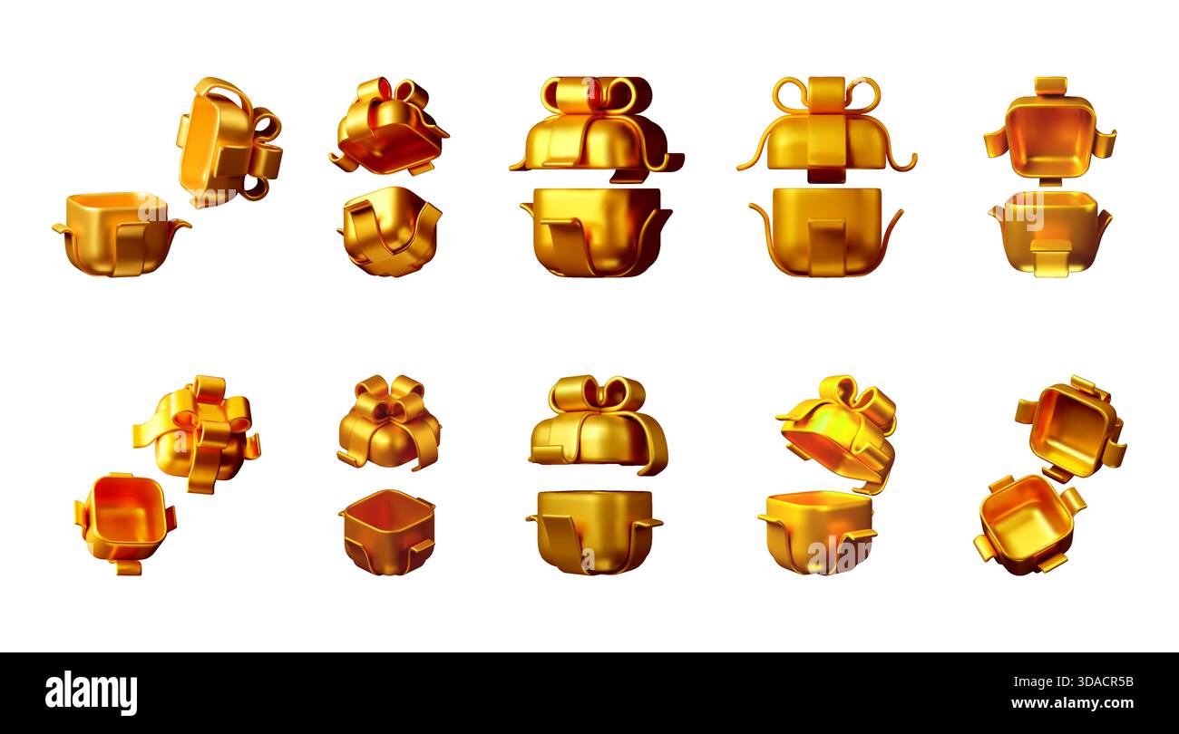 Golden 3d open gift Stock Vector Images - Alamy