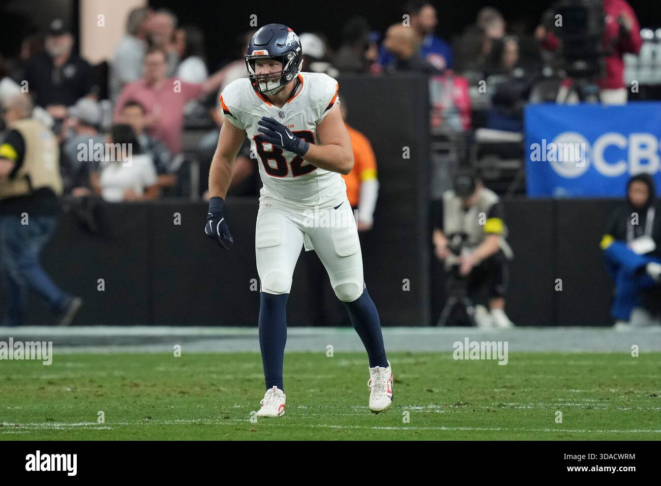 Denver Broncos tight end Adam Trautman (82) prepares for a play during ...